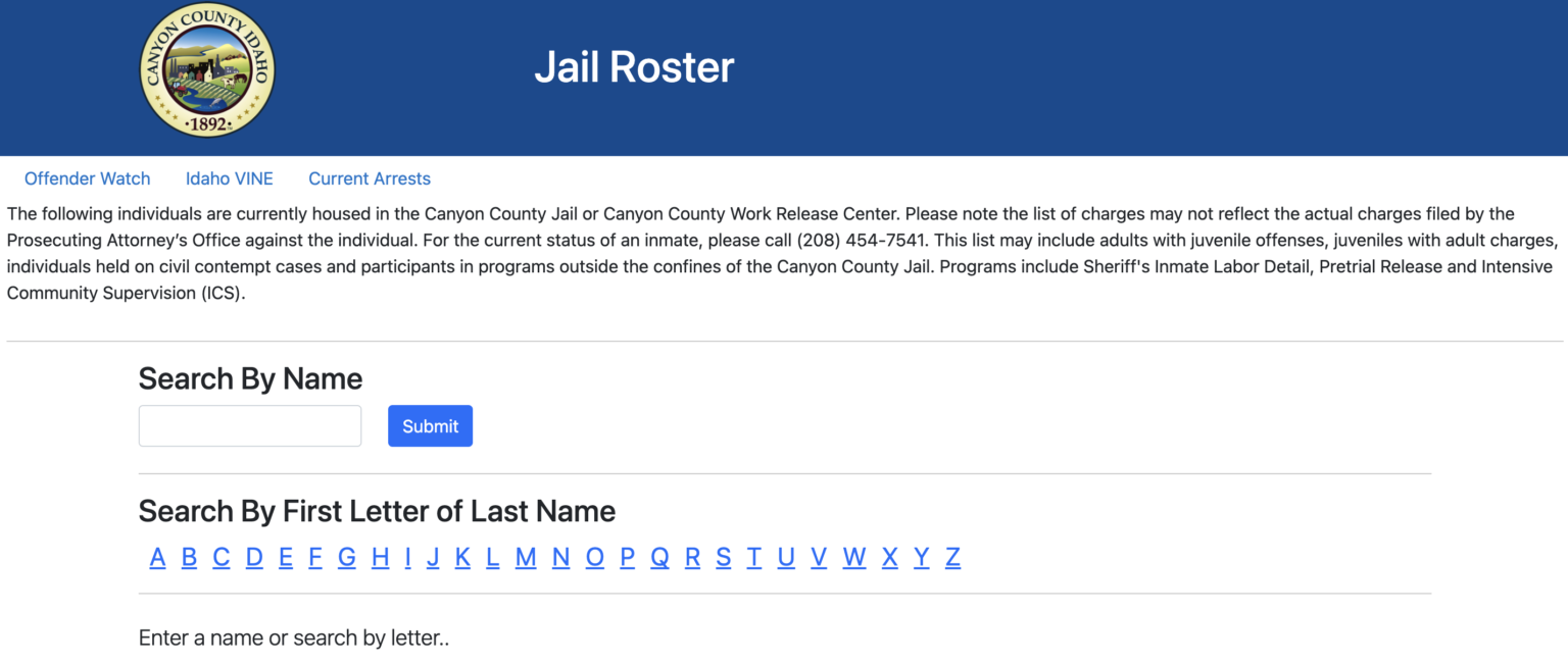 Canyon County Jail Roster 2026